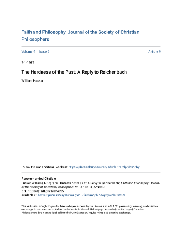 (PDF) The Hardness of the Past