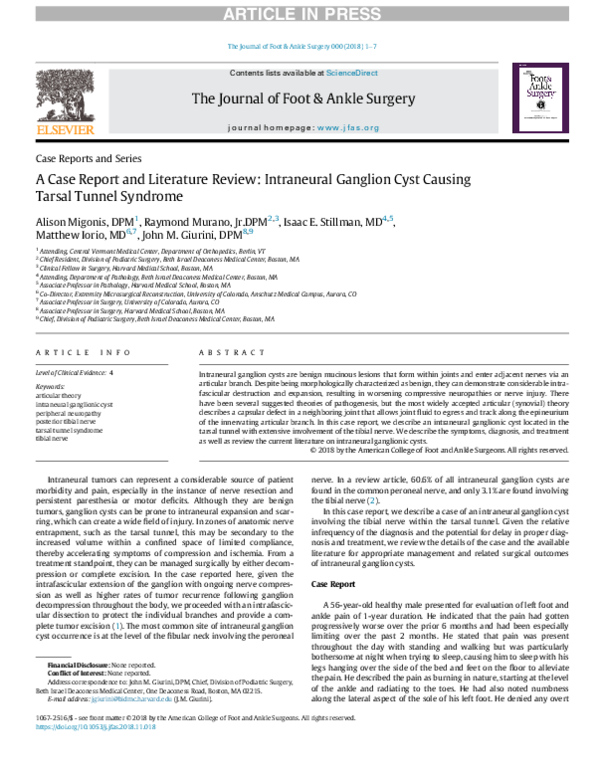 (PDF) A Case Report and Literature Review: Intraneural Ganglion Cyst ...