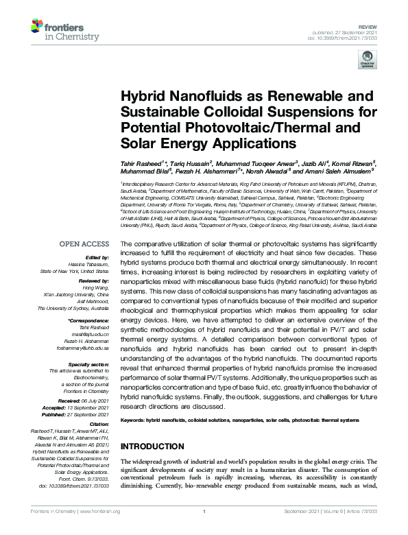 (PDF) Hybrid Nanofluids as Renewable and Sustainable Colloidal Suspensions for Potential ...