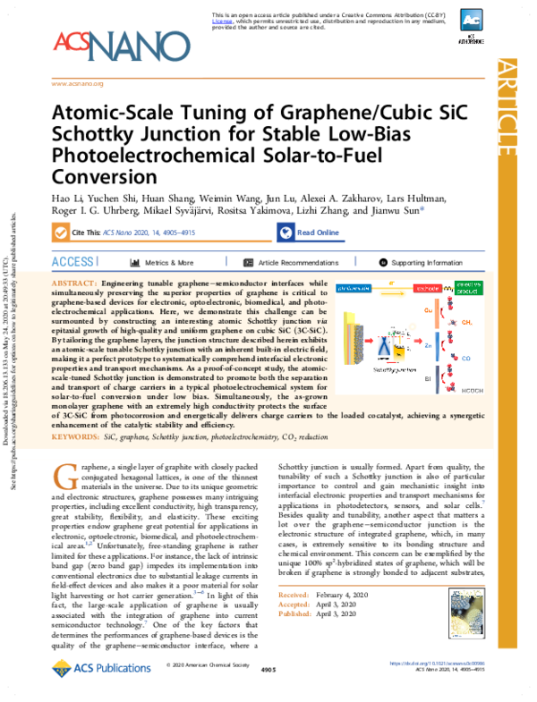 (PDF) Atomic-Scale Tuning of Graphene/Cubic SiC Schottky Junction for ...