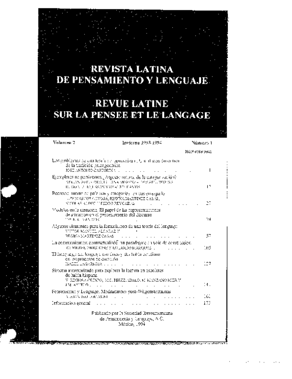 (PDF) Reconocimiento de palabras y categorías léxicas en español