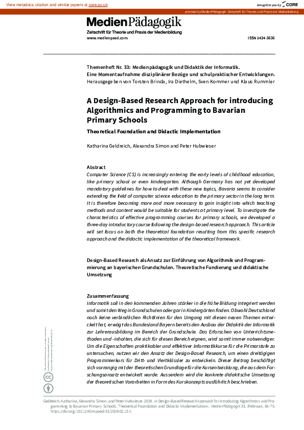 (PDF) A Design-Based Research Approach for introducing Algorithmics and ...