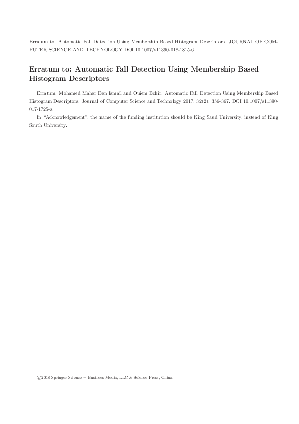 (PDF) Automatic Fall Detection Using Membership Based Histogram Descriptors