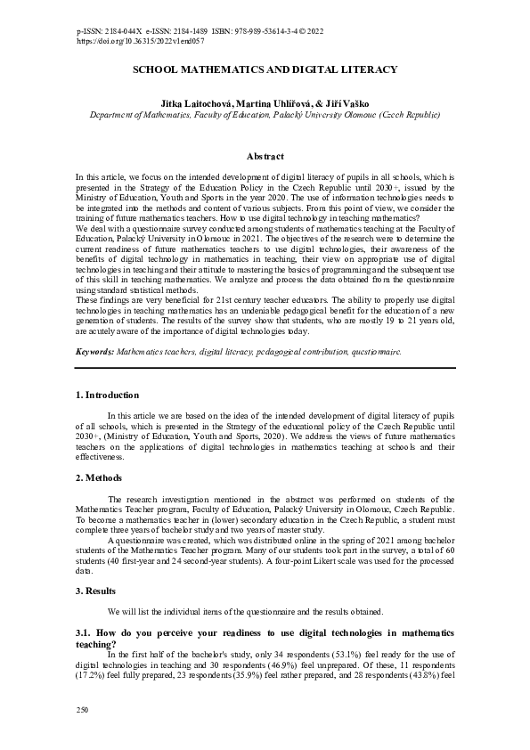 (PDF) School Mathematics and Digital Literacy