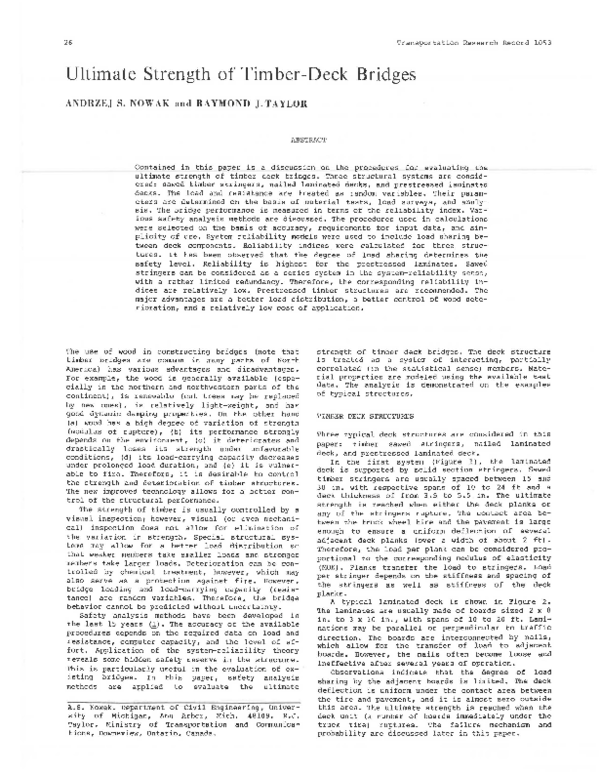(PDF) Ultimate Strength of Timber-Deck Bridges