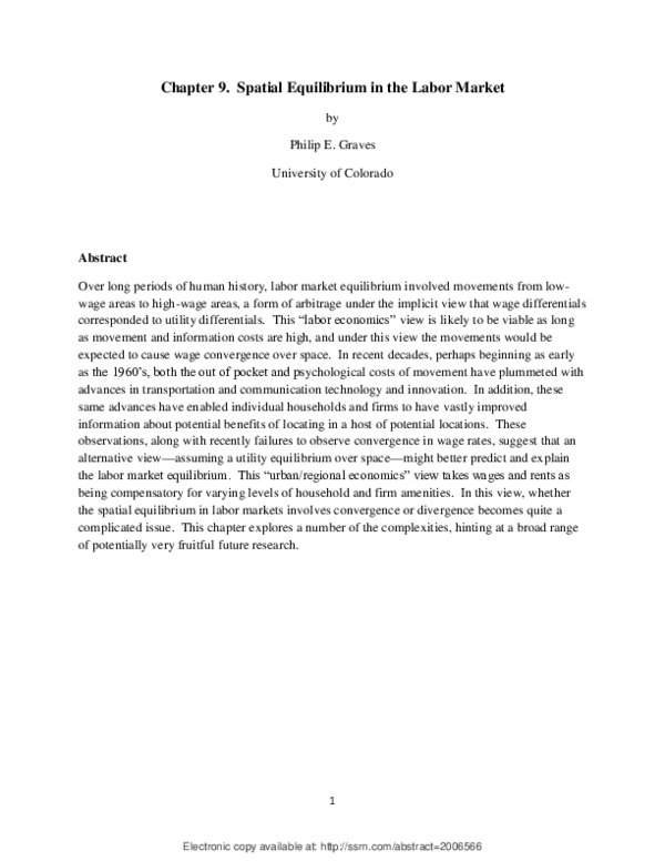 (PDF) Spatial Equilibrium in Labor Markets