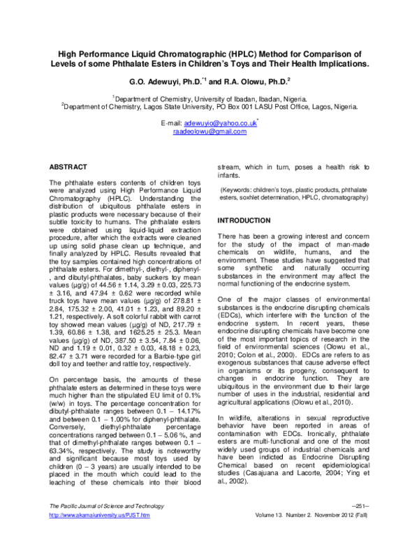 (PDF) High Performance Liquid Chromatographic (HPLC) Method for ...