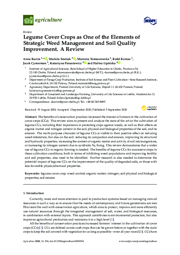 (PDF) Legume Cover Crops as One of the Elements of Strategic Weed ...
