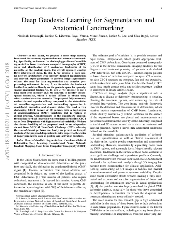 (PDF) Deep Geodesic Learning for Segmentation and Anatomical Landmarking