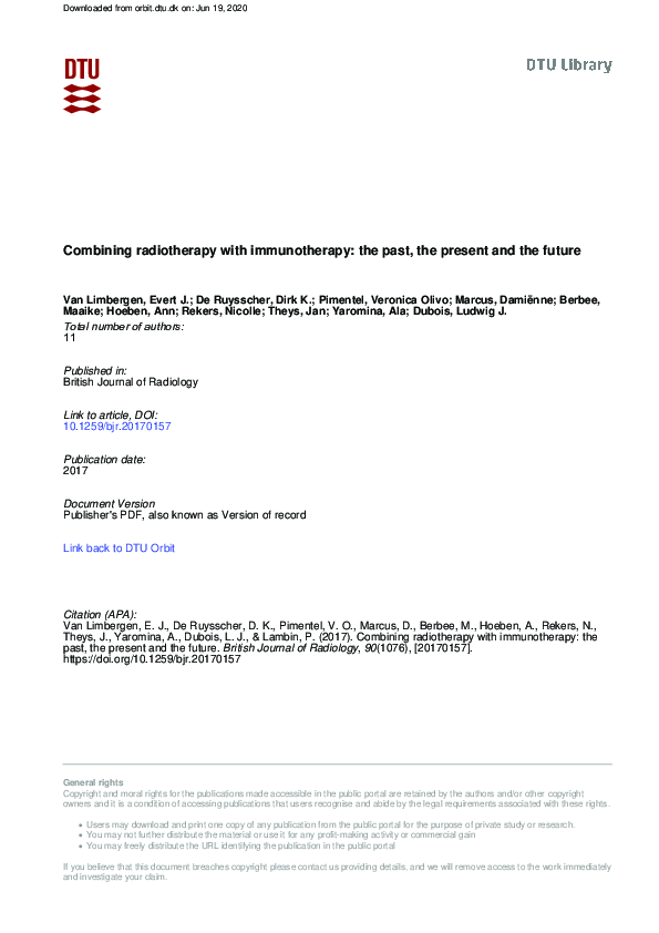 (PDF) Combining radiotherapy with immunotherapy: the past, the present and the future