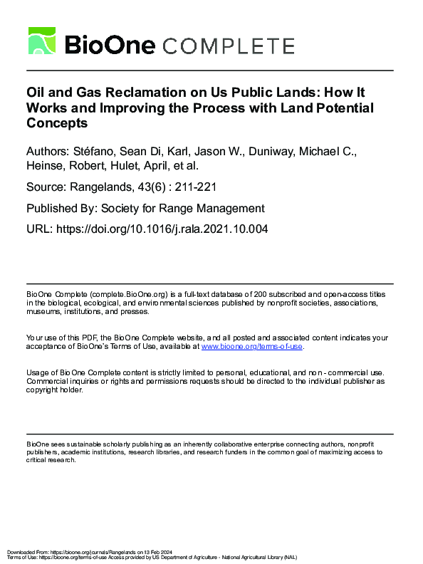 (PDF) Oil and Gas Reclamation on Us Public Lands: How It Works and ...