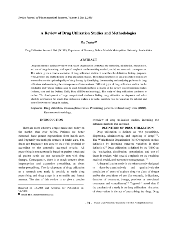 (PDF) A Review of Drug Utilization Studies and Methodologies