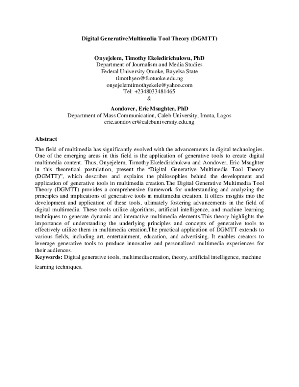 (PDF) Digital Generative Multimedia Tool Theory (DGMTT)