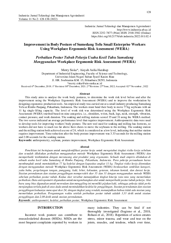 (PDF) Improvement in Body Posture of Sumedang Tofu Small Enterprise ...