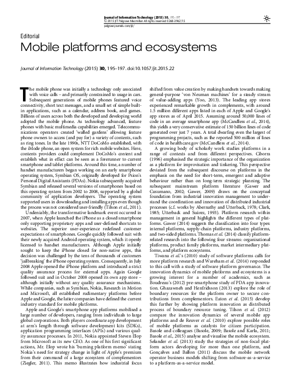 (PDF) Mobile Platforms and Ecosystems