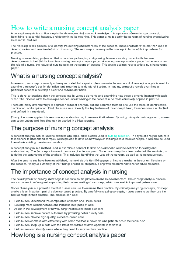 (DOC) How to write a nursing concept analysis paper