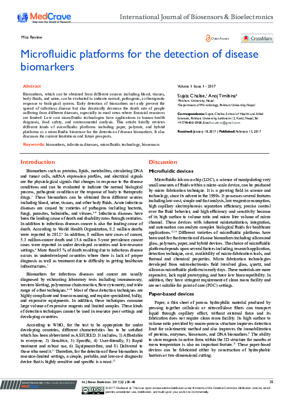 (PDF) Microfluidic Platforms for the Detection of Disease Biomarkers