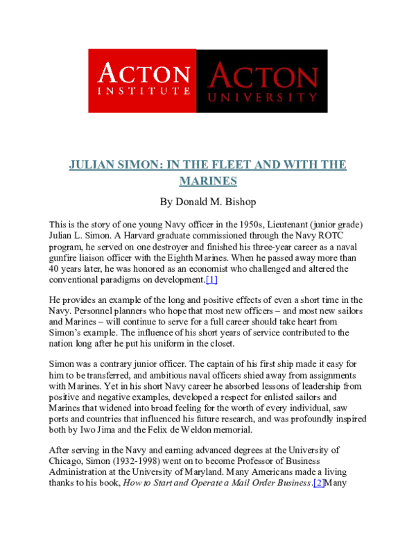 (DOC) Julian Simon: In the Fleet and with the Marines