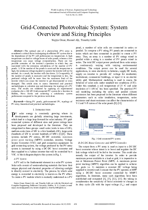 (PDF) Grid-Connected Photovoltaic System: System Overview and Sizing Principles | Hamed Aly ...