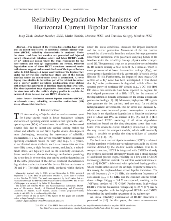(PDF) Reliability Degradation Mechanisms of Horizontal Current Bipolar ...