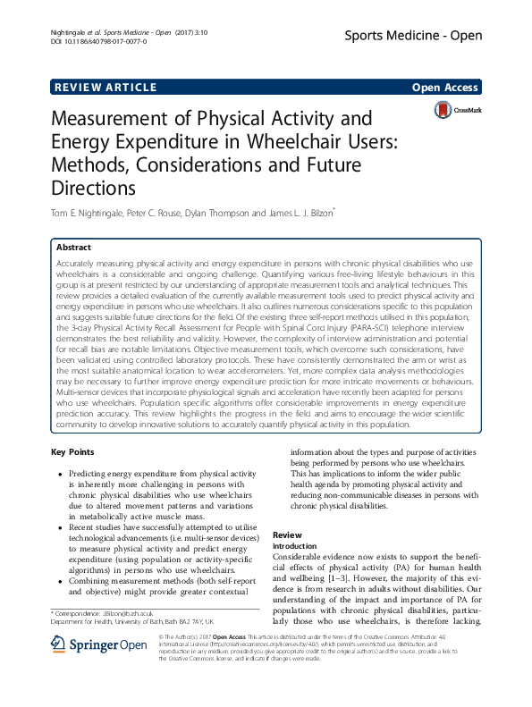 (PDF) Measurement of Physical Activity and Energy Expenditure in ...