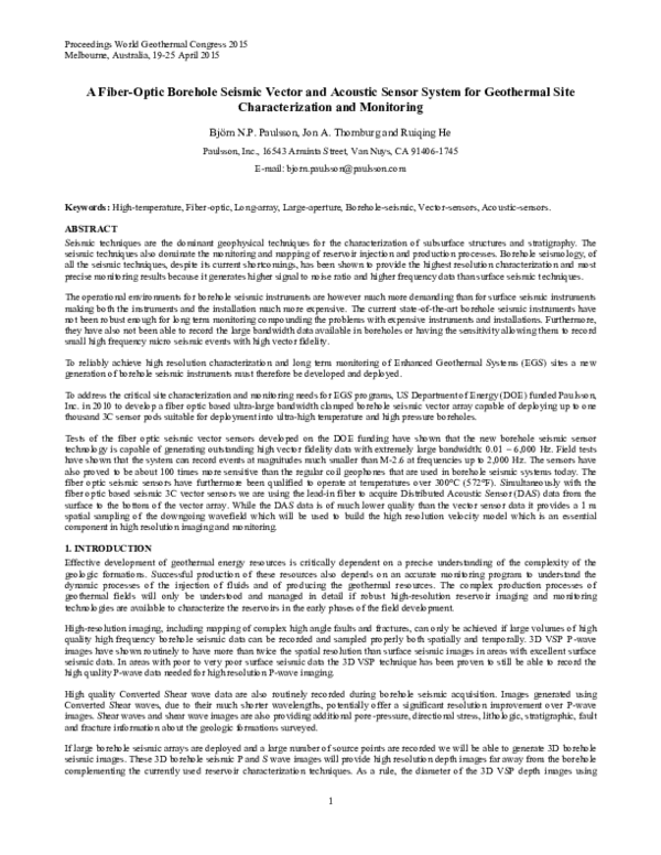 (PDF) A Fiber-Optic Borehole Seismic Vector and Acoustic Sensor System ...