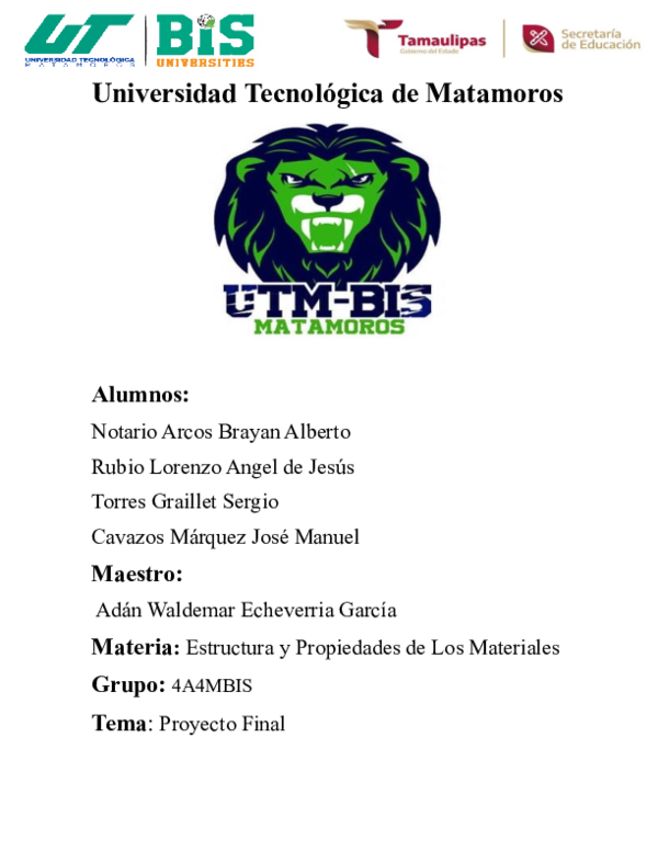 (PDF) Universidad Tecnológica de Matamoros Alumnos | Brayan NA ...
