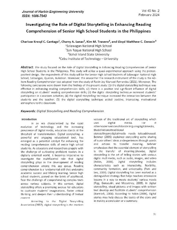 (PDF) Investigating the Role of Digital Storytelling in Enhancing Reading Comprehension of ...
