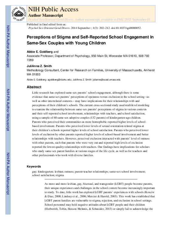(PDF) Perceptions of stigma and self-reported school engagement in same ...
