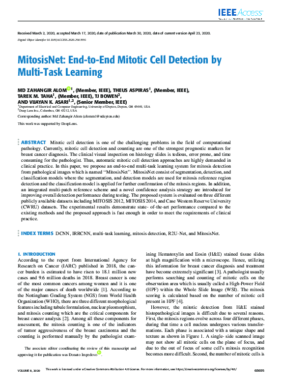 (PDF) MitosisNet: End-to-End Mitotic Cell Detection by Multi-Task Learning