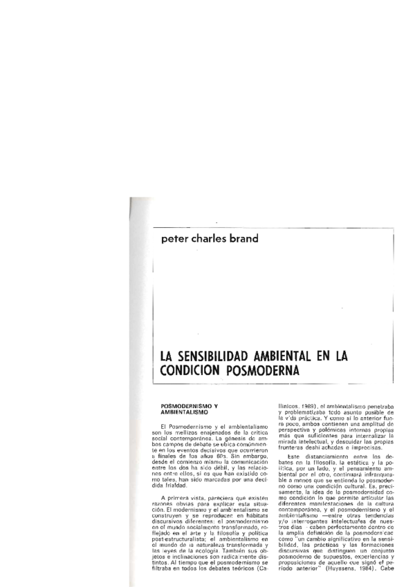 (PDF) La sensibilidad ambiental en la condicion posmoderna