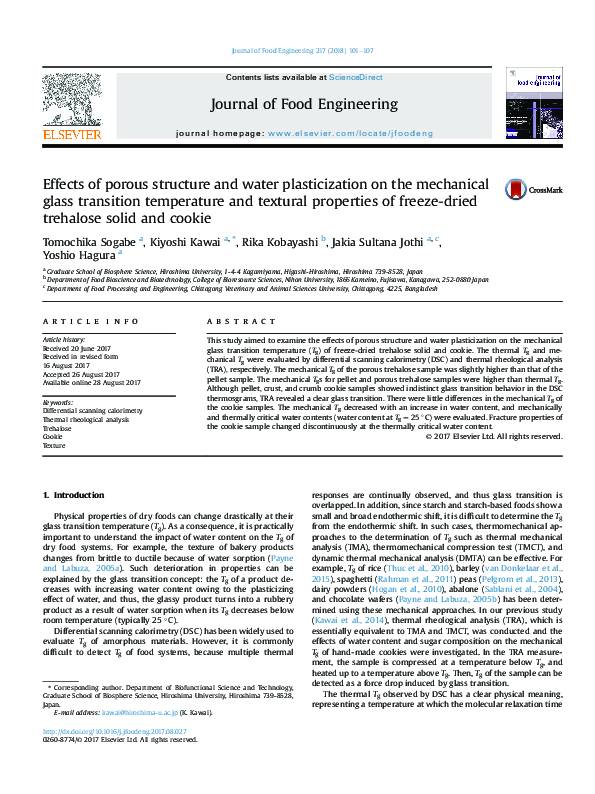 (PDF) Effects of porous structure and water plasticization on the ...