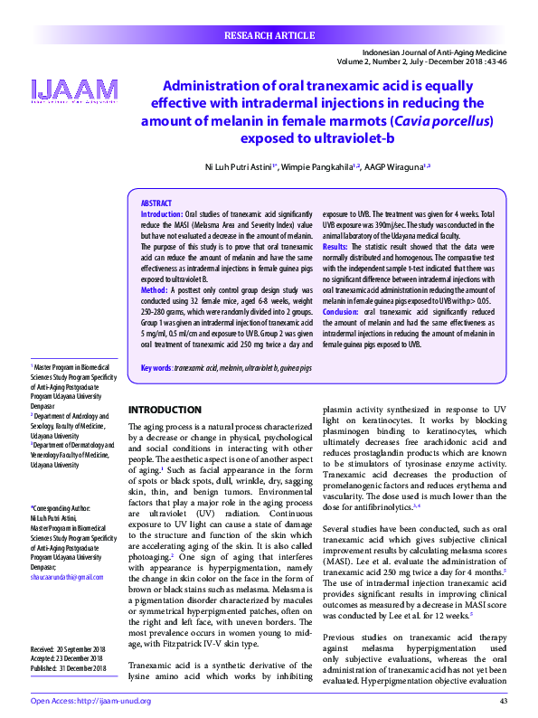 (PDF) Administration of oral tranexamic acid is equally effective with ...