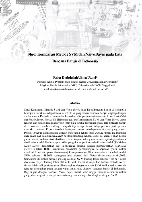 (PDF) Studi Komparasi Metode SVM dan Naive Bayes pada Data Bencana Banjir di Indonesia