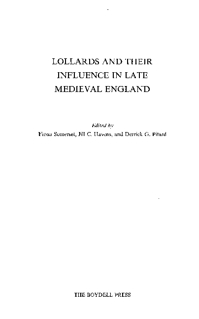 (PDF) Lollards and their influence in late medieval England