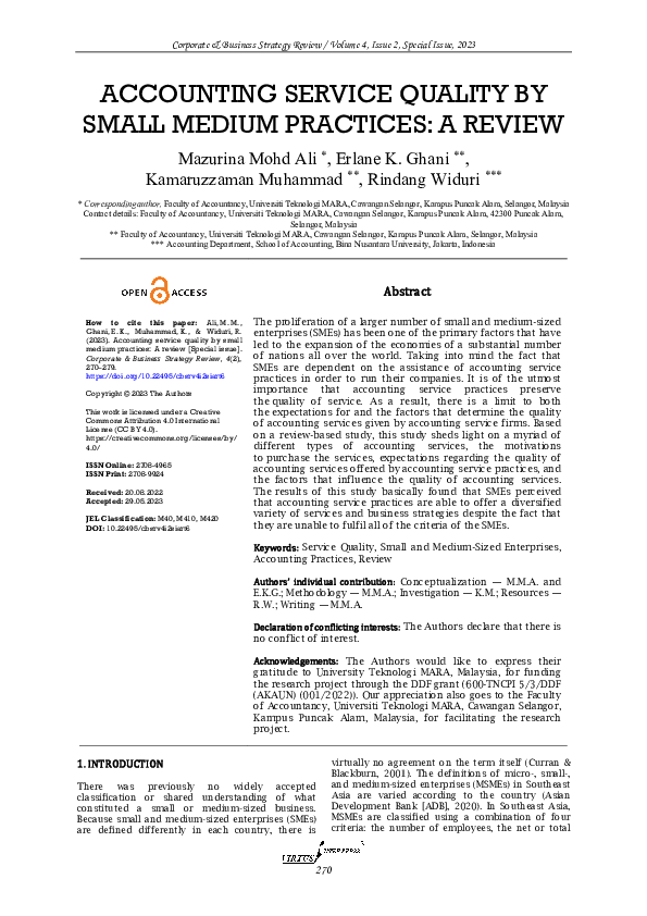 (PDF) Accounting service quality by small medium practices: A review