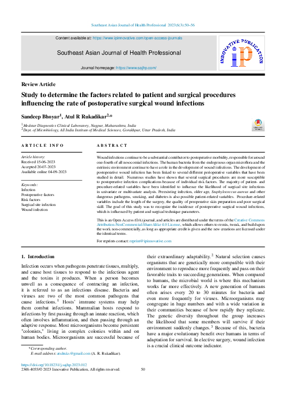 (PDF) Study to determine the factors related to patient and surgical ...