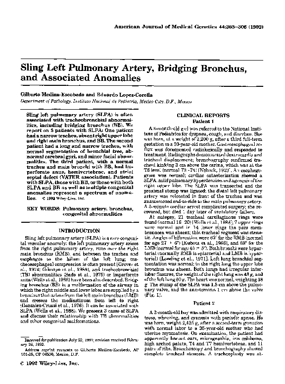 (PDF) Sling left pulmonary artery, bridging bronchus, and associated ...