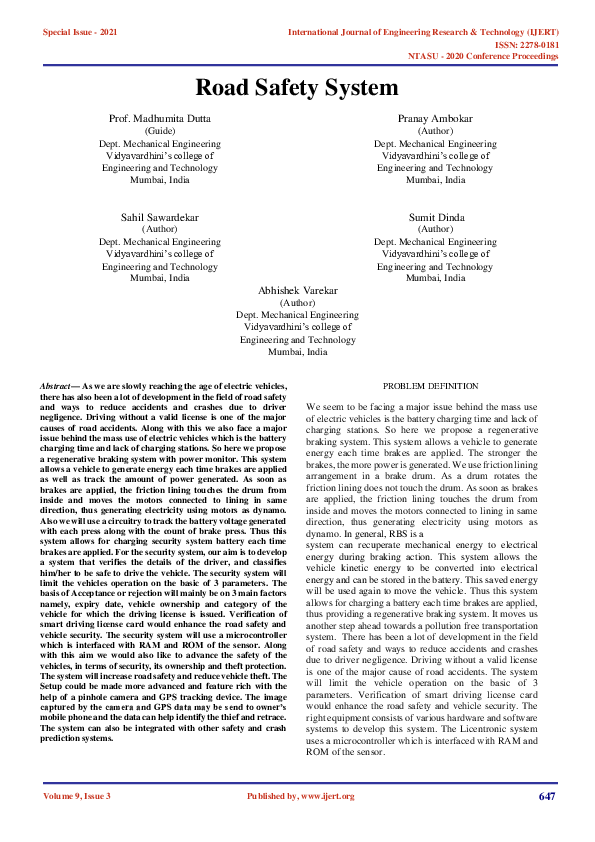 (PDF) Road Safety System