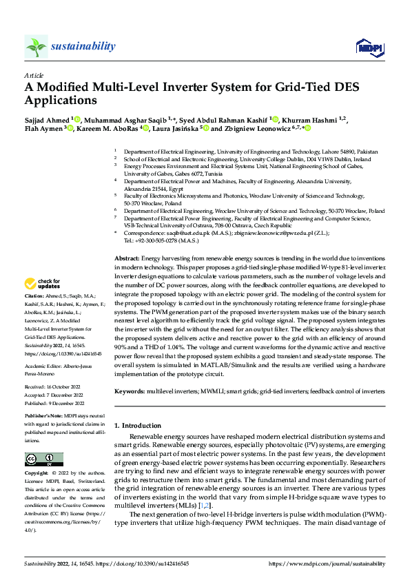 (PDF) A Modified Multi-Level Inverter System for Grid-Tied DES Applications