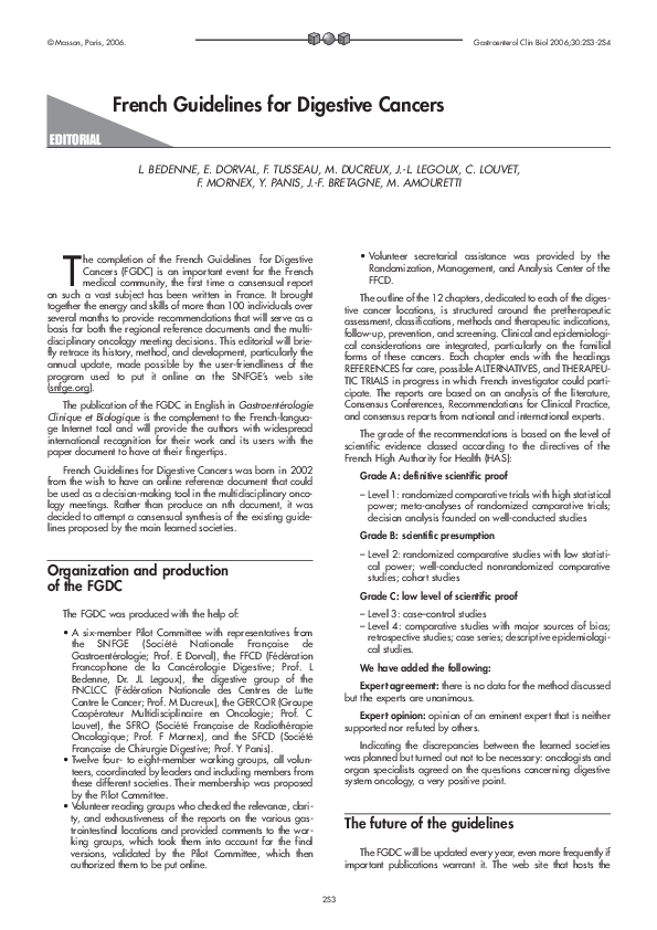 (PDF) French Guidelines for Digestive Cancers