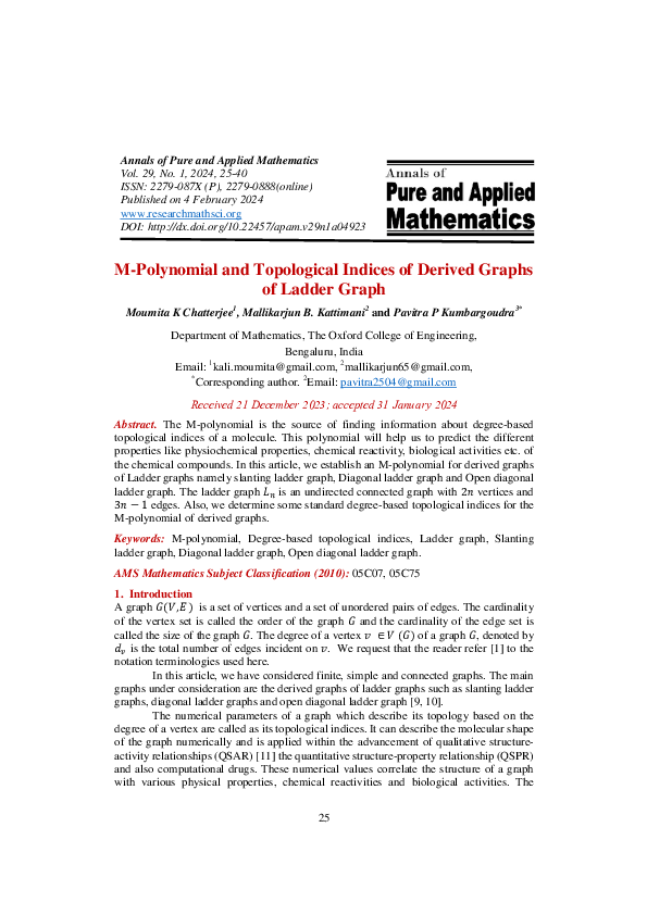 (PDF) M-Polynomial and Topological Indices of Derived Graphs of Ladder ...