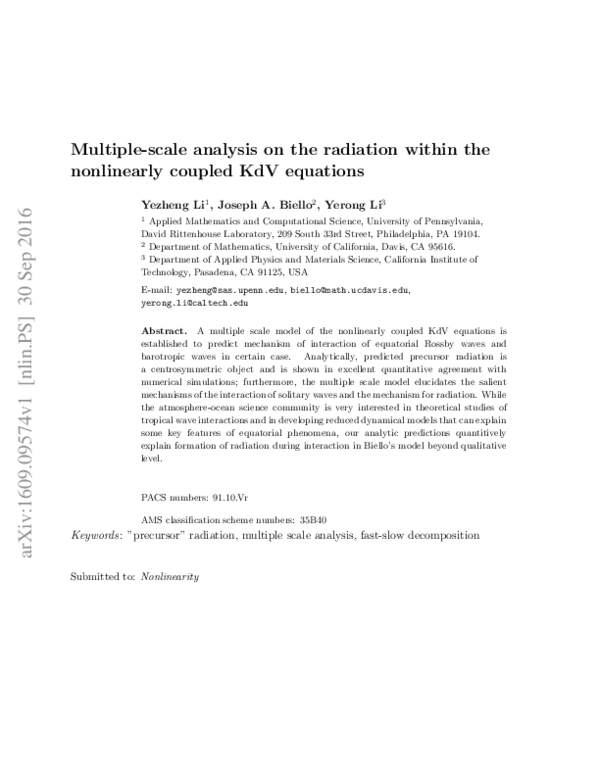 (PDF) Multiple-scale analysis on the radiation within the coupled KdV equations