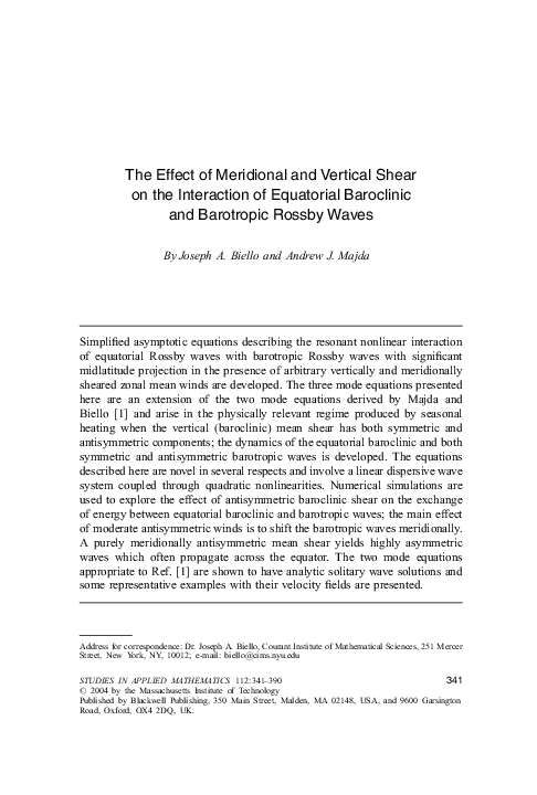 (PDF) The Effect of Meridional and Vertical Shear on the Interaction of ...