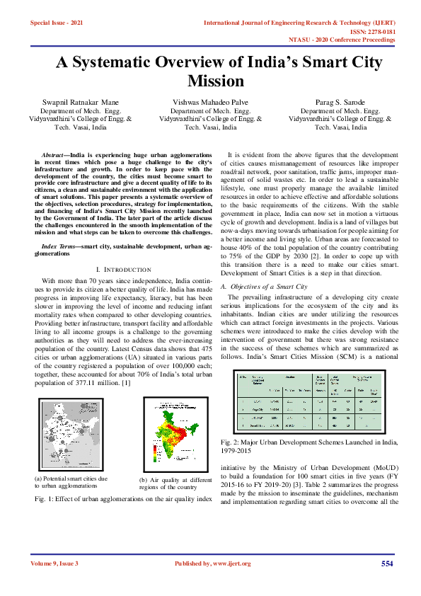 (PDF) A Systematic Overview of India's Smart City Mission