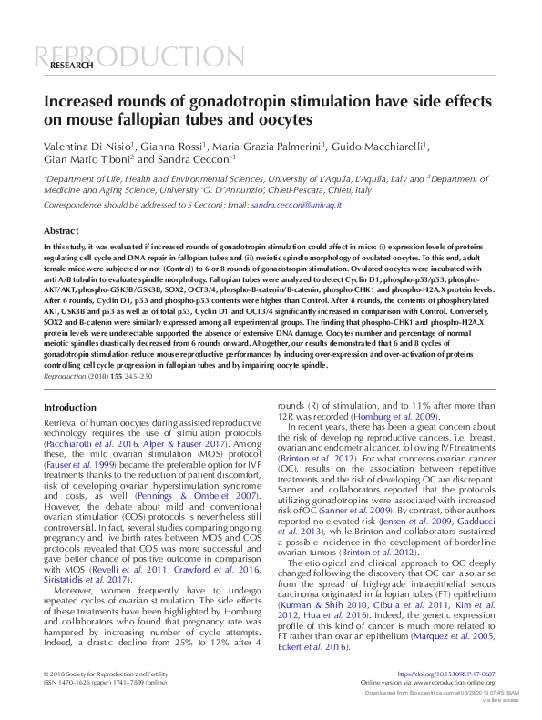 (PDF) Gonadotropin Stimulations Impact Mouse Reproductive Cells