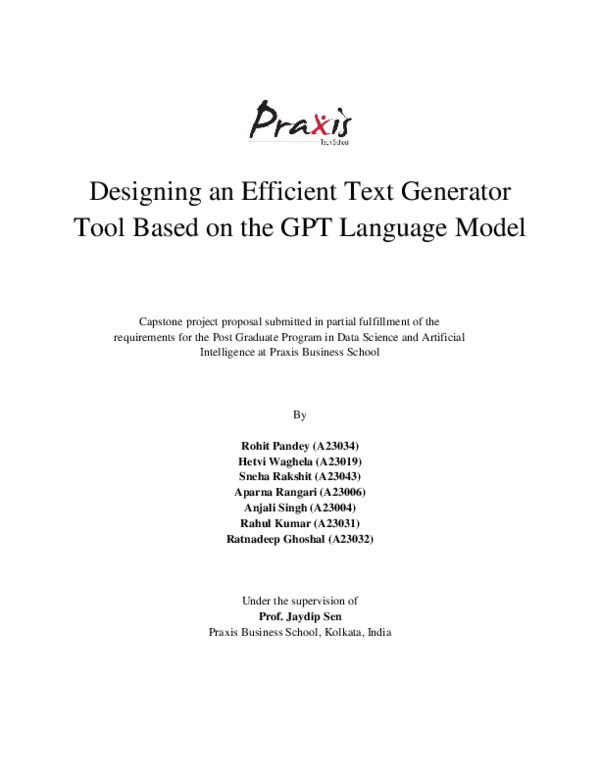 (PDF) Designing an Efficient Text Generator Tool Based on the GPT ...