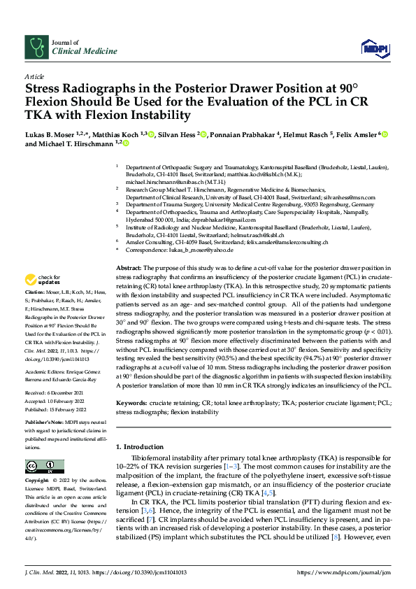 (PDF) Stress Radiographs in the Posterior Drawer Position at 90 ...