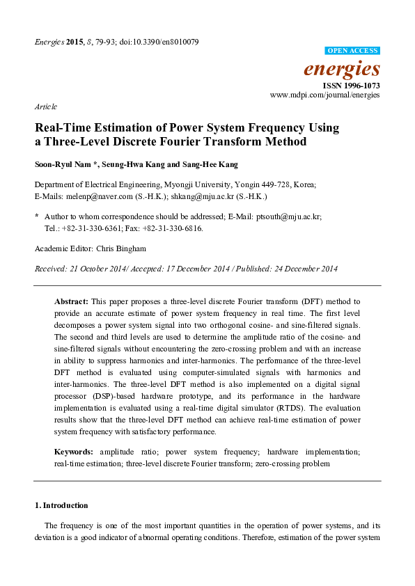 (PDF) Real-time estimation of power system frequency by neural network