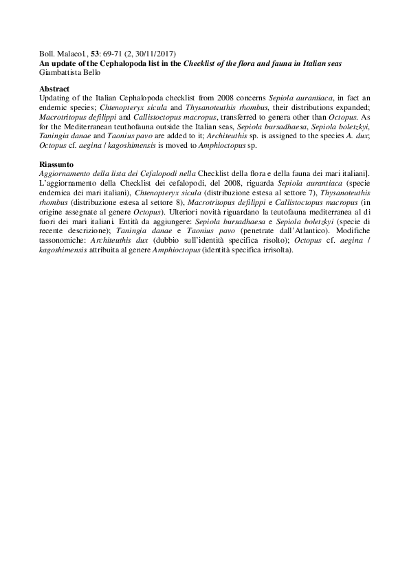(PDF) An update of the Cephalopoda list in the Checklist of the flora ...
